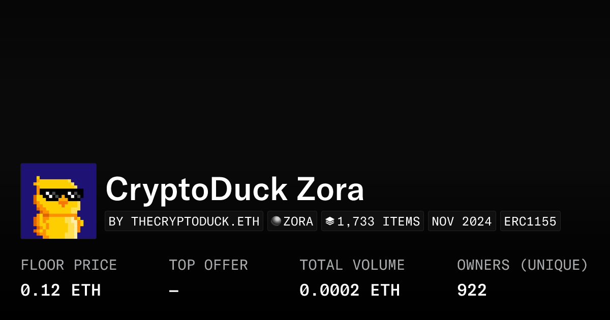CryptoDuck Zora - Collection | OpenSea