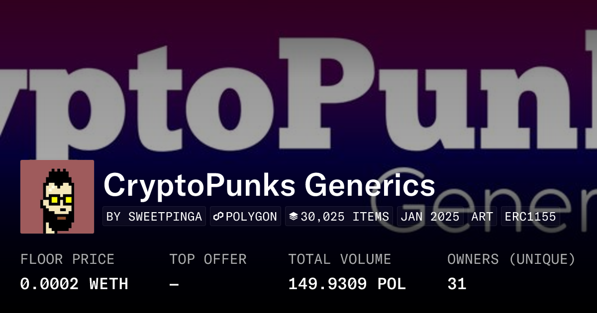 CryptoPunks Generics 0.05 WETH - Collection | OpenSea