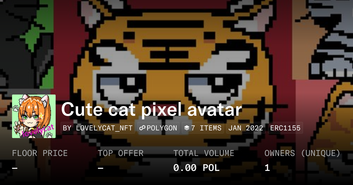 Cute cat pixel avatar - Collection | OpenSea
