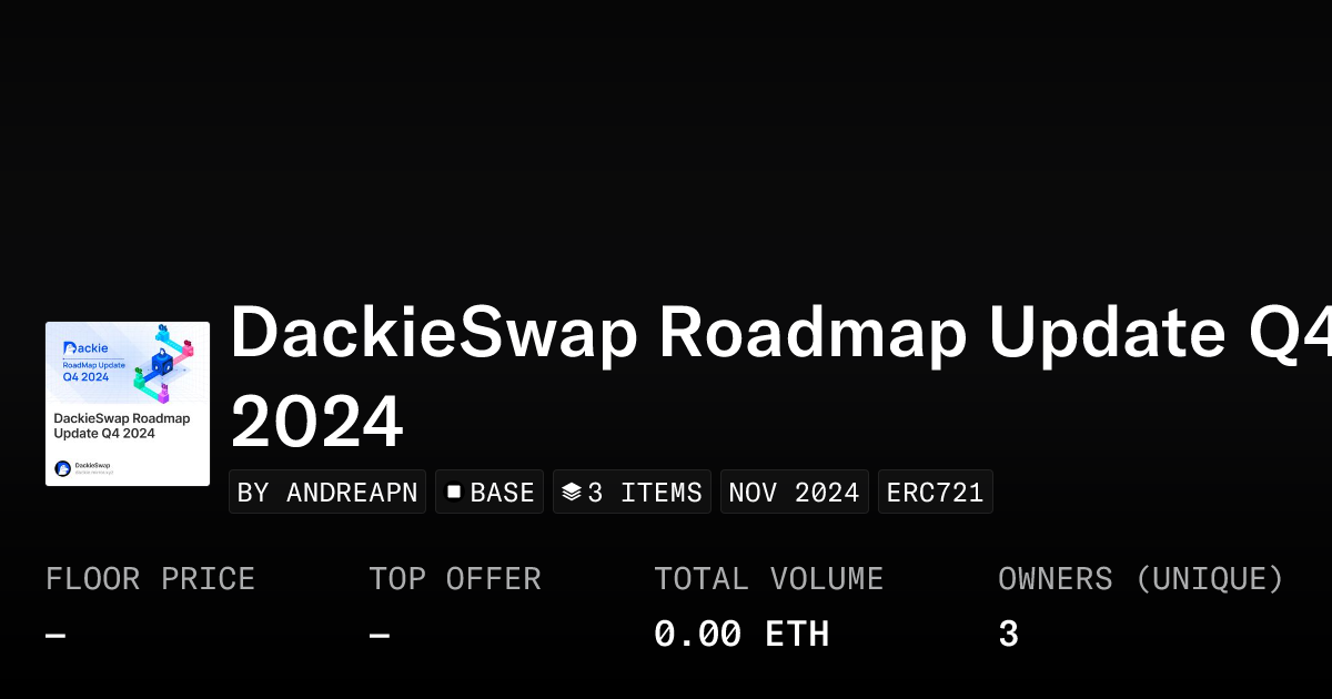 DackieSwap Roadmap Update Q4 2024 - Collection | OpenSea