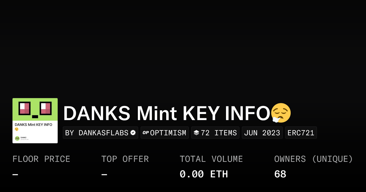 DANKS Mint KEY INFO😮‍💨 - Collection | OpenSea