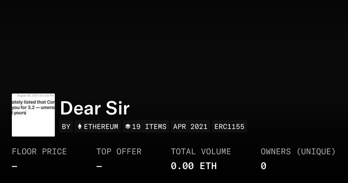 Dear Sir - Collection | OpenSea