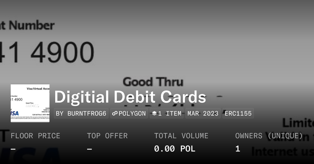 Digitial Debit Cards - Collection | OpenSea