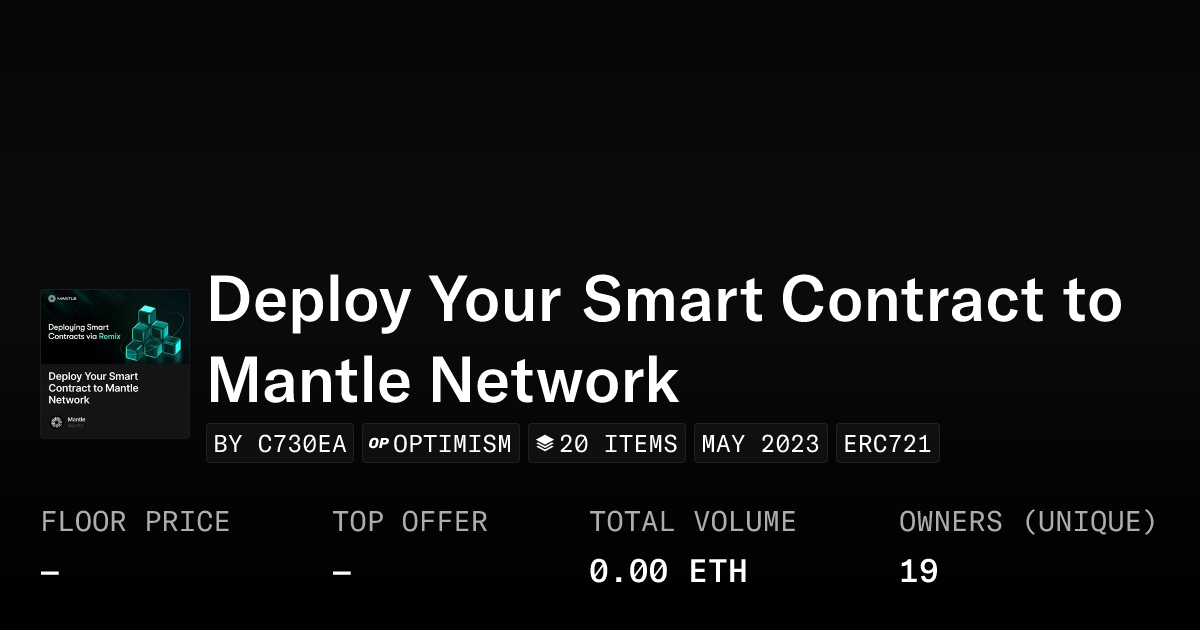 Deploy Your Smart Contract to Mantle Network - Collection | OpenSea