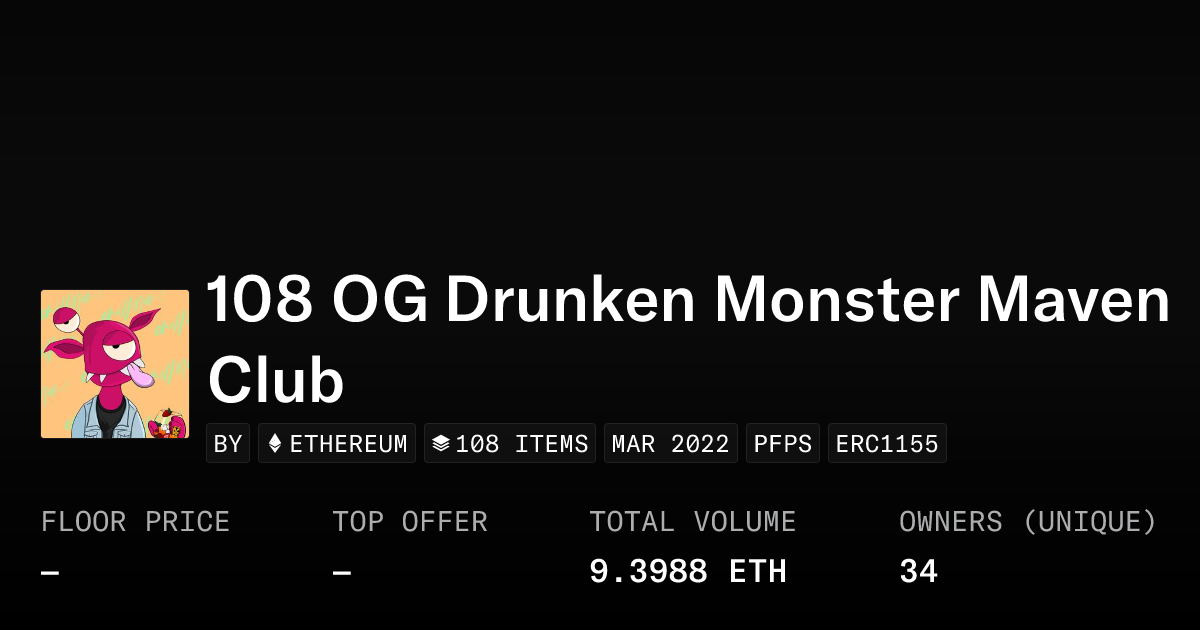 108 OG Drunken Monster Maven Club - Collection | OpenSea