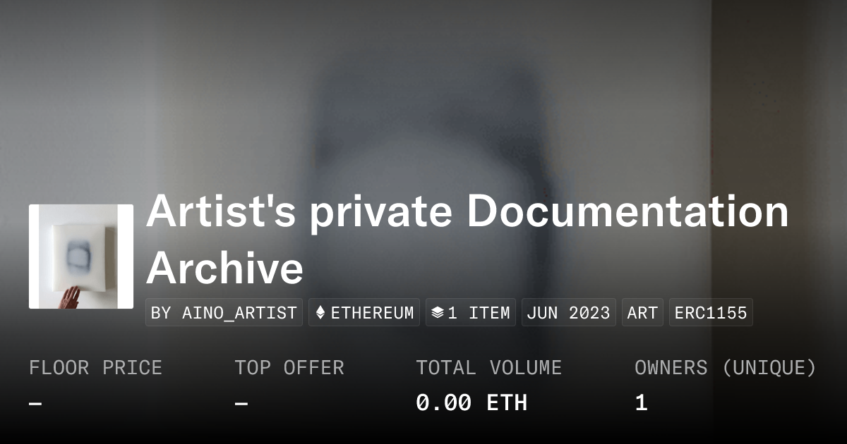 Artist's private Documentation Archive - Collection | OpenSea