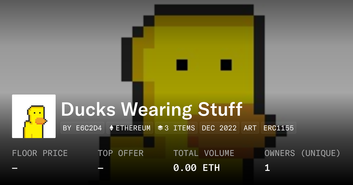 Ducks Wearing Stuff - Collection | OpenSea