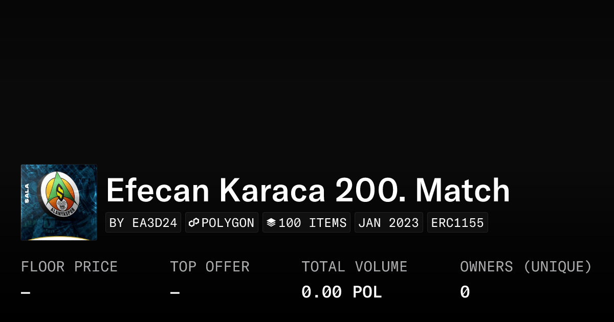 Efecan Karaca 200. Match - Collection | OpenSea