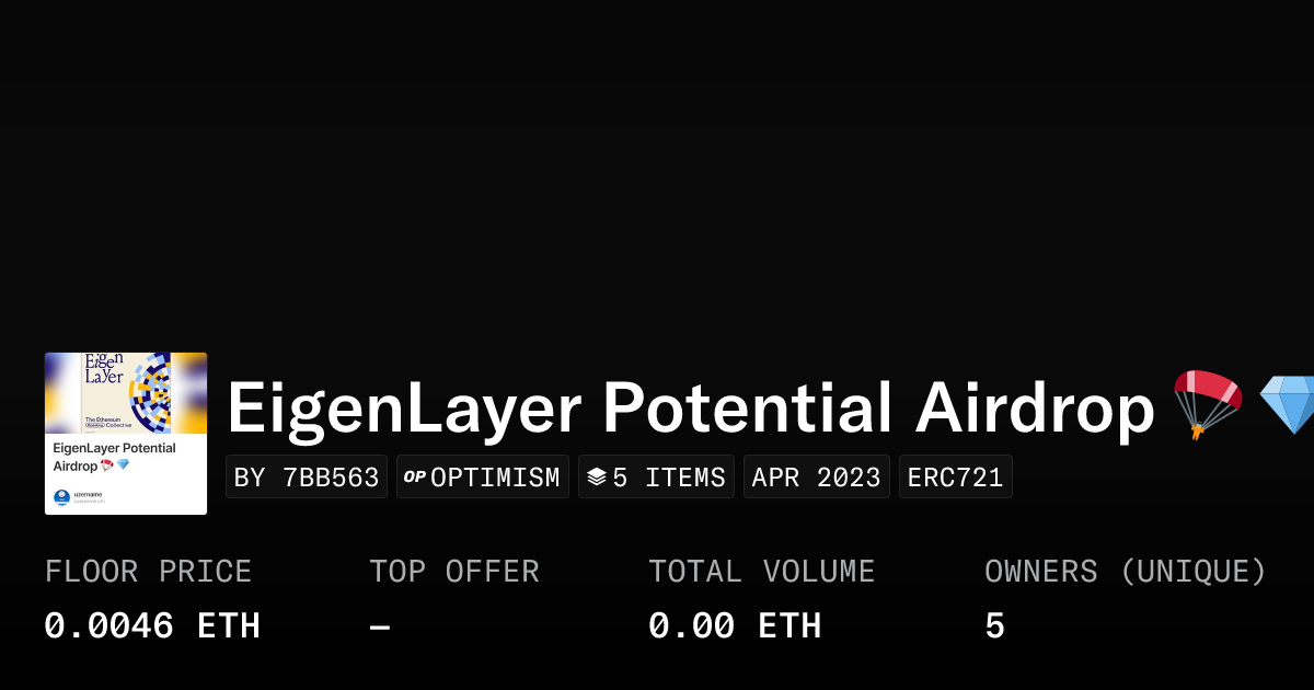 EigenLayer Potential Airdrop 🪂 💎 - Collection | OpenSea