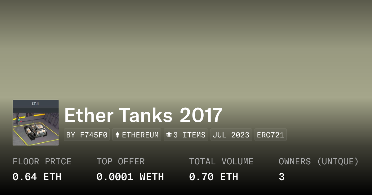 Ether Tanks 2017 - Collection | OpenSea