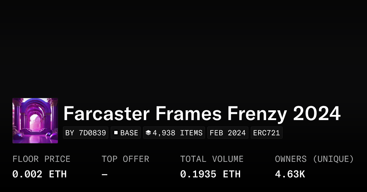 Farcaster Frames Frenzy 2024 0.0001 ETH - Collection | OpenSea