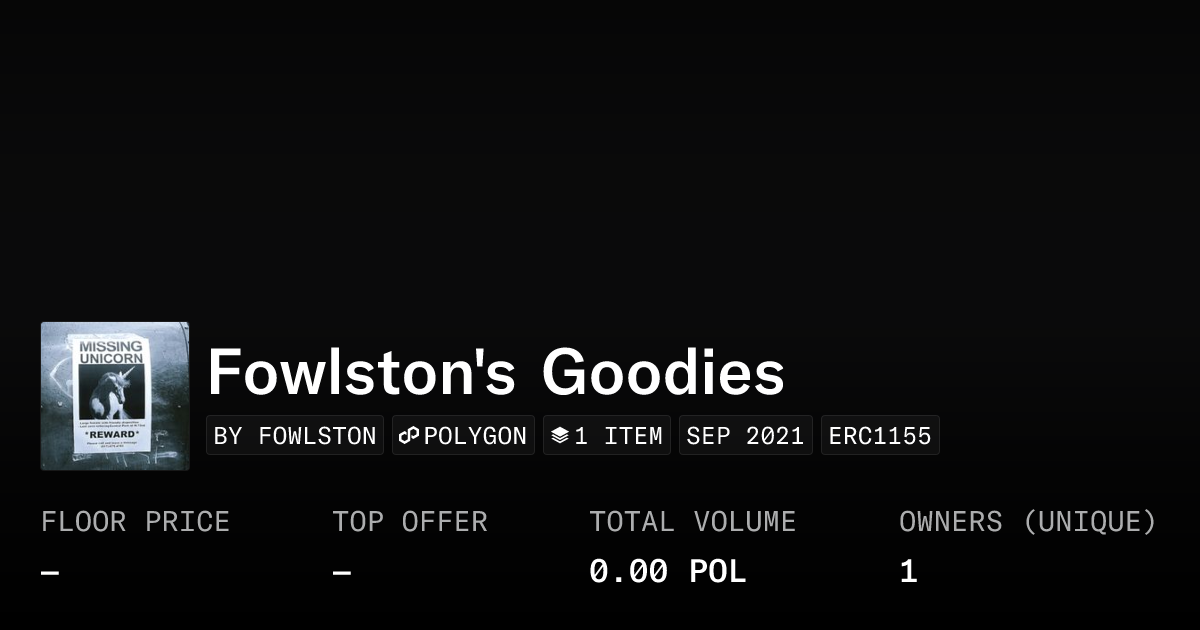 Fowlston's Goodies - Collection | OpenSea