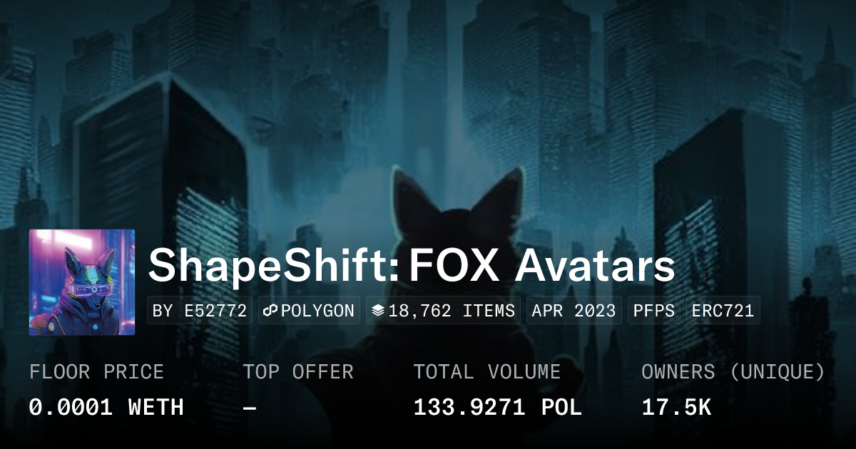 ShapeShift: FOX Avatars - Collection | OpenSea
