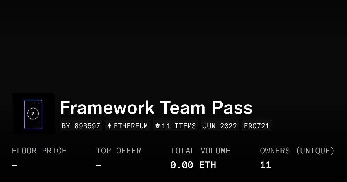 Framework Team Pass - Collection | OpenSea