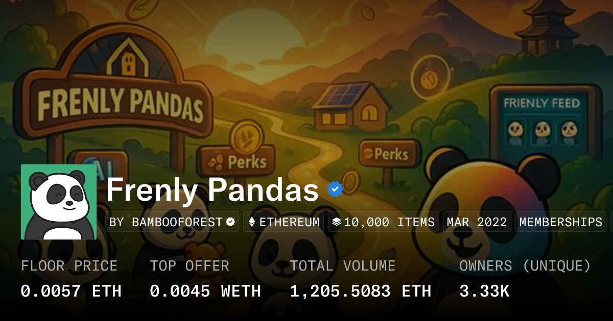 Frenly Pandas 0.0088 ETH - Collection | OpenSea