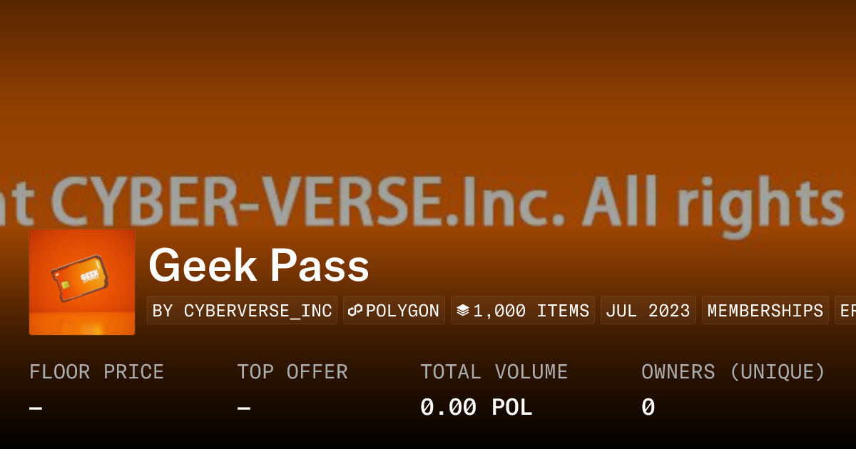 Geek Pass - Collection | OpenSea
