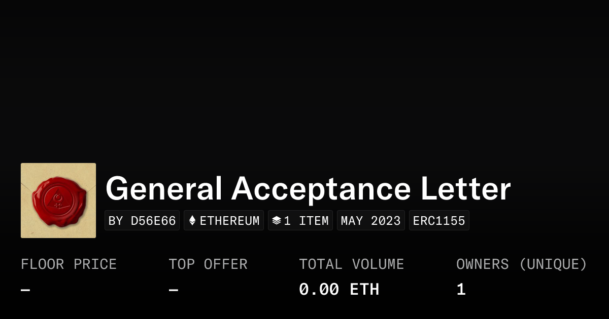 General Acceptance Letter - Collection | OpenSea