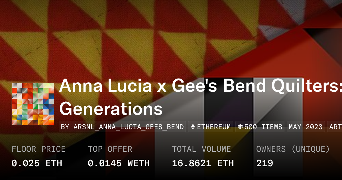 Anna Lucia x Gee's Bend Quilters: Generations - Collection | OpenSea