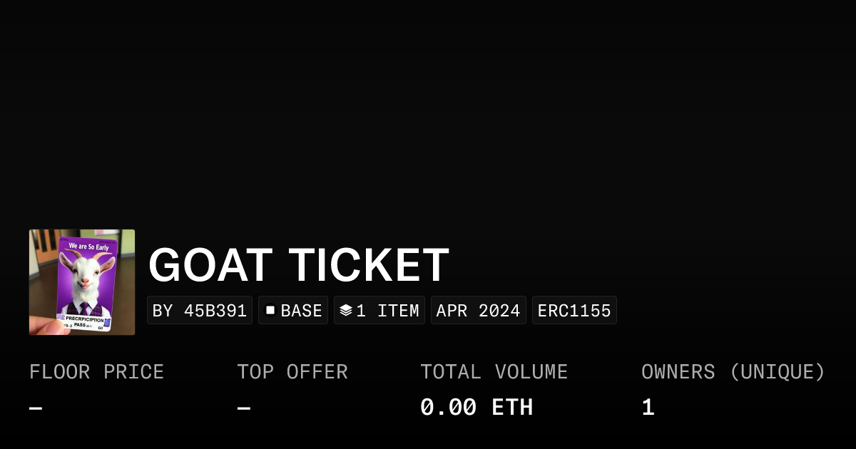 GOAT TICKET - Collection | OpenSea