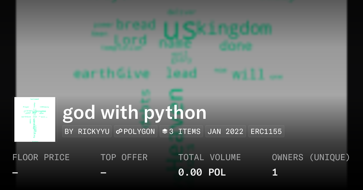god with python - Collection | OpenSea