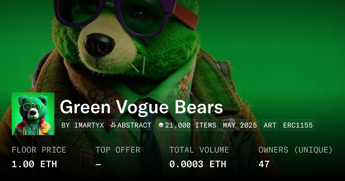 Green Vogue Bears - Collection | OpenSea