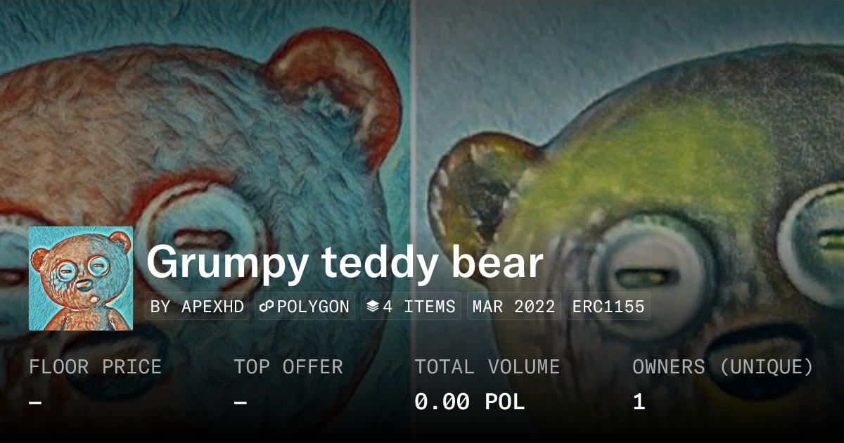Grumpy teddy bear - Collection | OpenSea