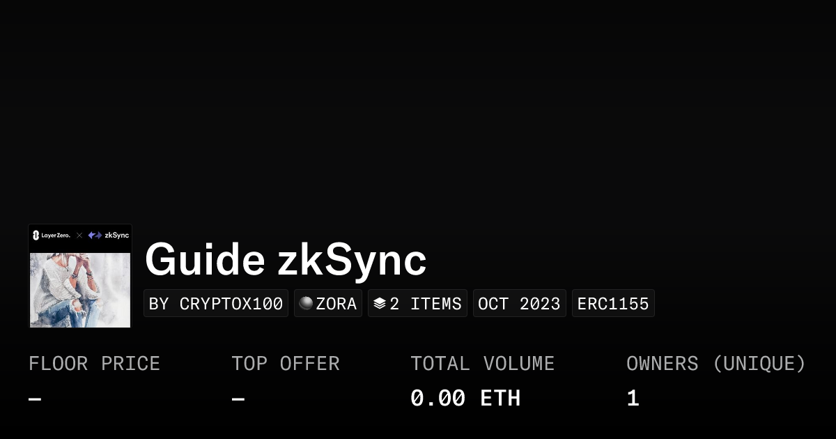 Guide zkSync - Collection | OpenSea