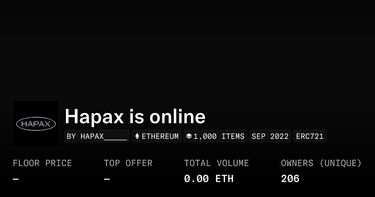 Hapax is online - Collection | OpenSea