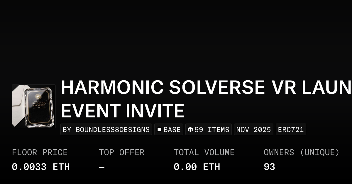 HARMONIC SOLVERSE VR LAUNCH EVENT INVITE 0.034 ETH - Collection | OpenSea