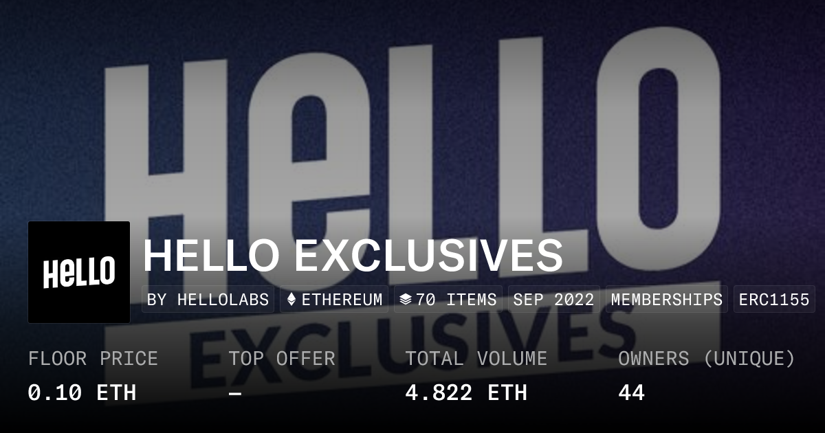 HELLO EXCLUSIVES - Collection | OpenSea