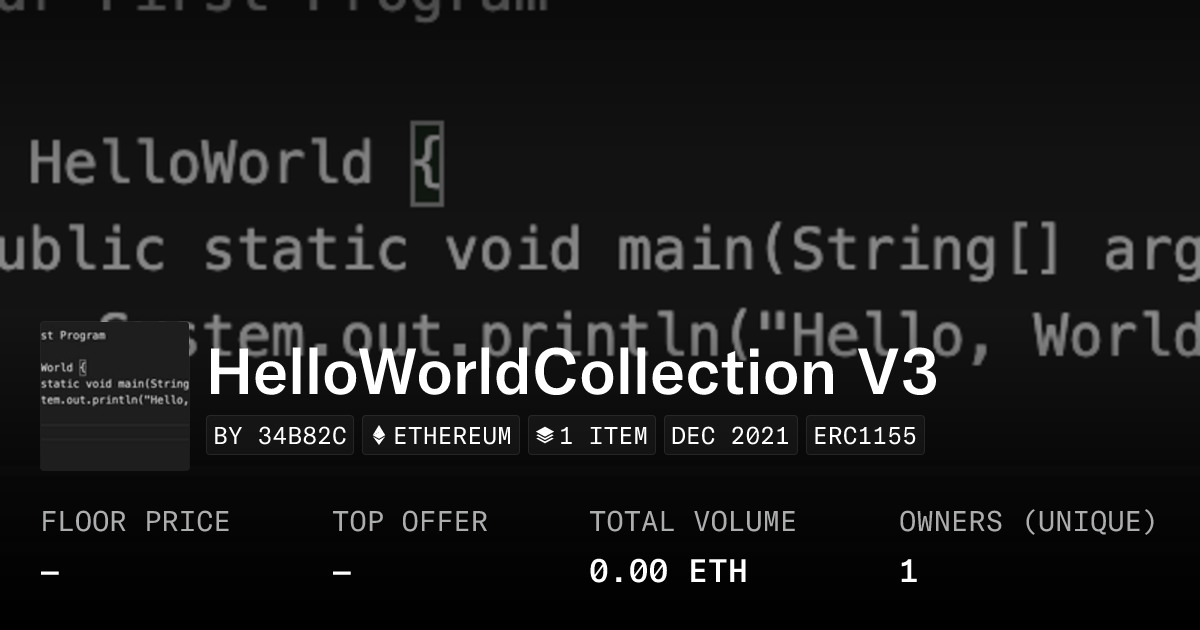 HelloWorldCollection V3 - Collection | OpenSea