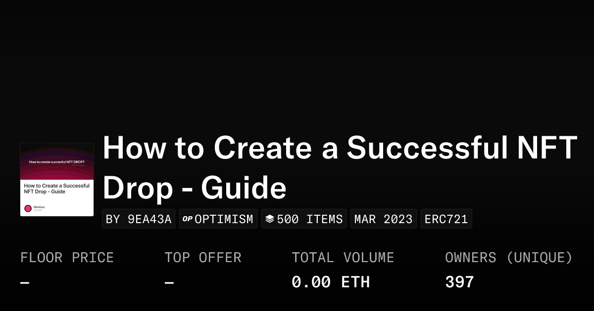 How to Create a Successful NFT Drop - Guide - Collection | OpenSea
