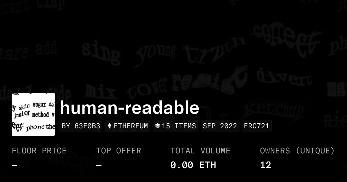 human-readable - Collection | OpenSea
