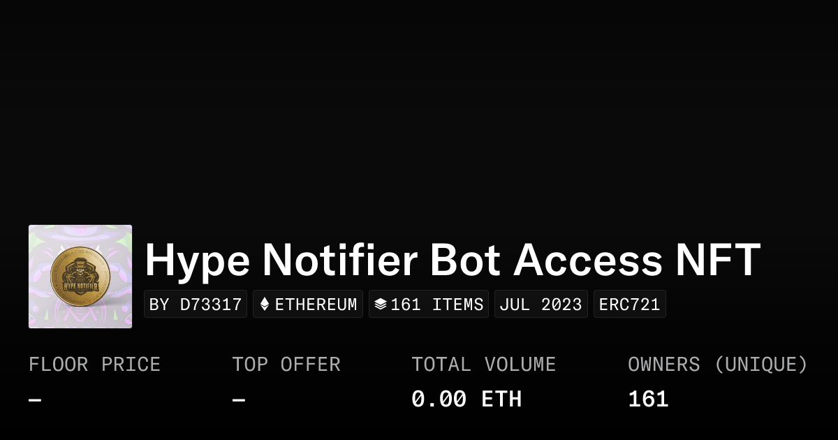Hype Notifier Bot Access NFT - Collection | OpenSea