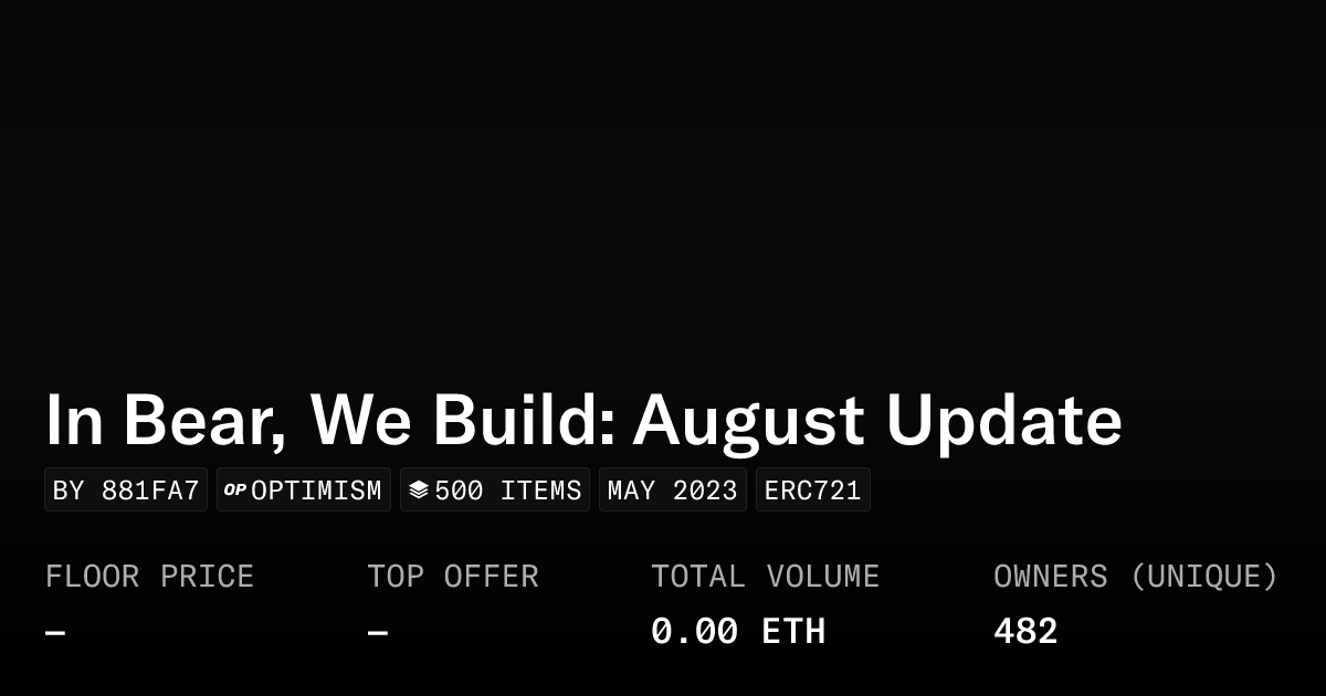 In Bear, We Build: August Update - Collection | OpenSea
