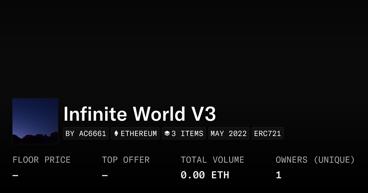 Infinite World V3 - Collection | OpenSea
