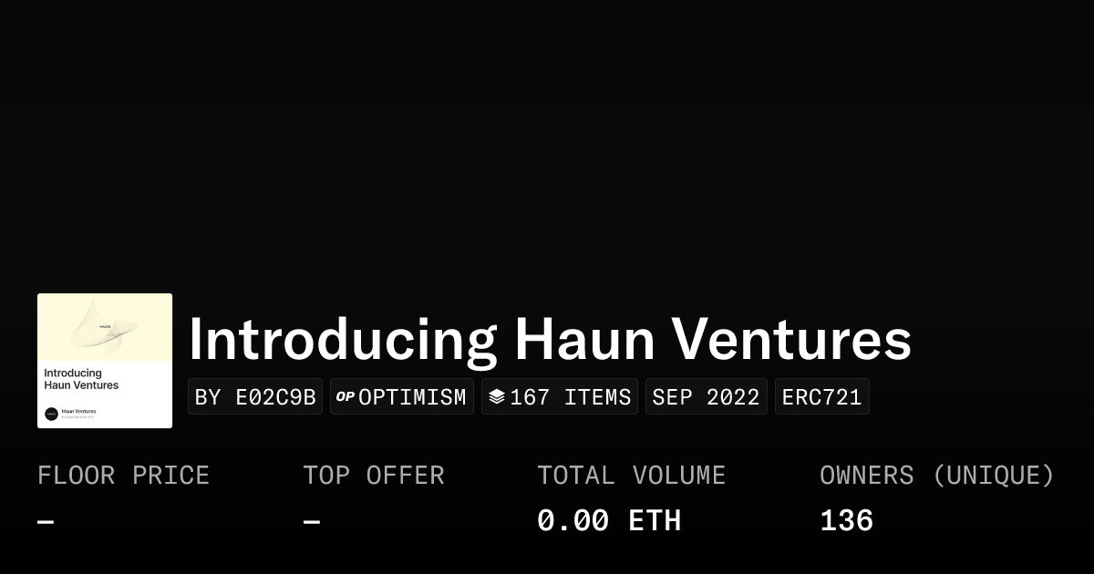 Introducing Haun Ventures - Collection | OpenSea