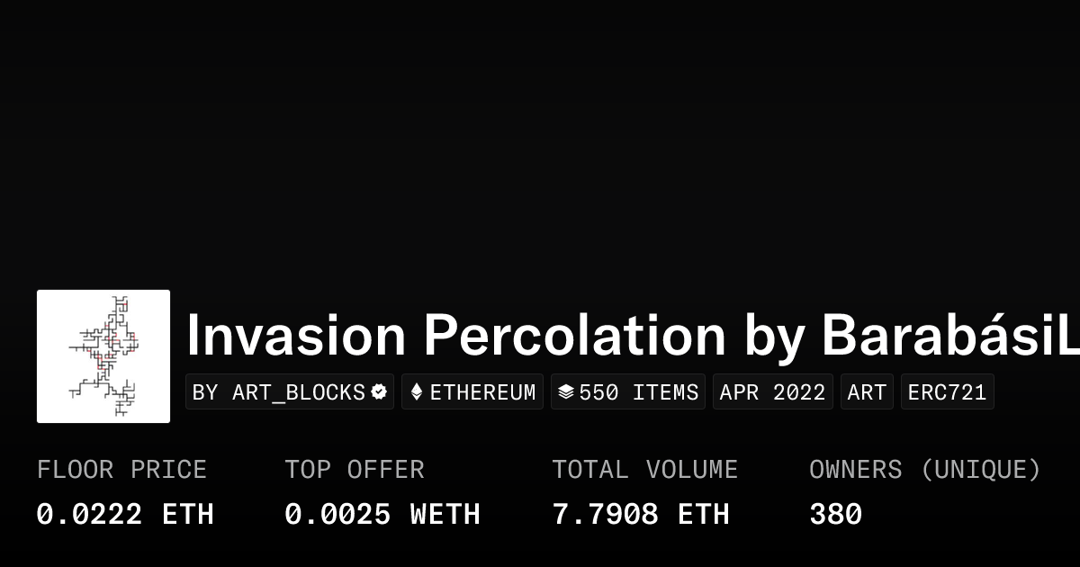 Invasion Percolation by BarabásiLab - Collection | OpenSea