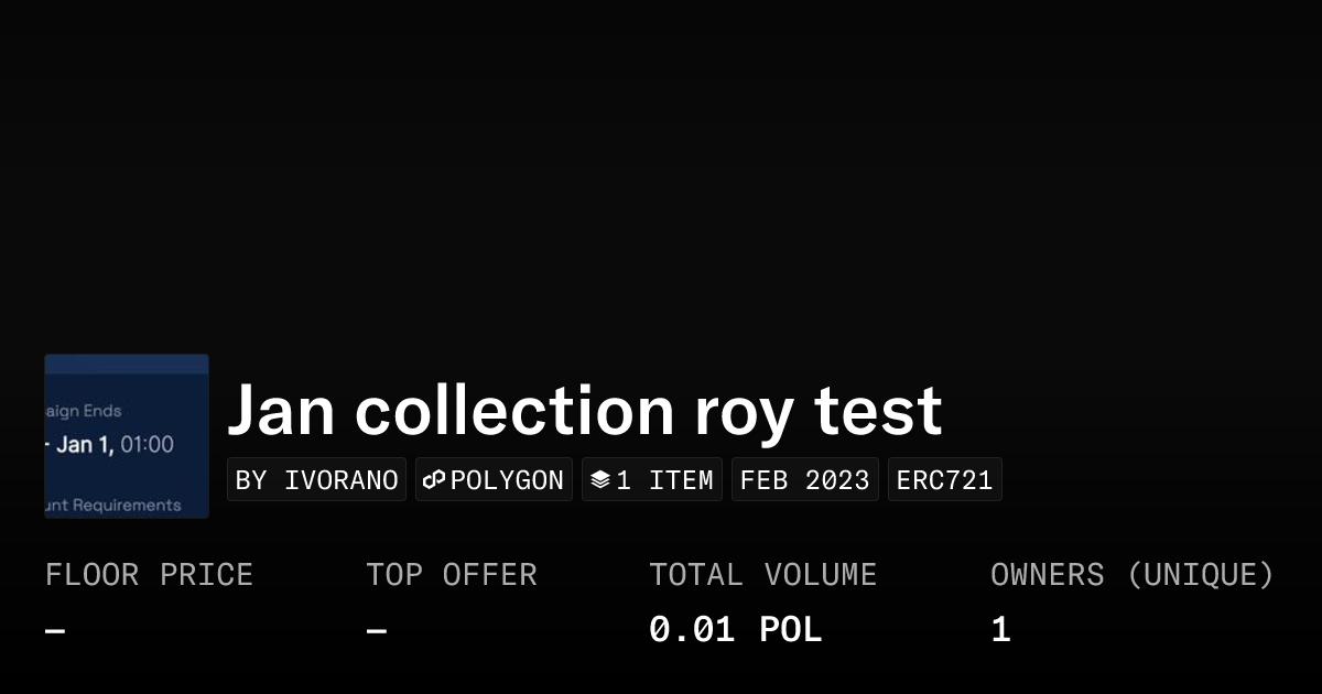 Jan collection roy test - Collection | OpenSea