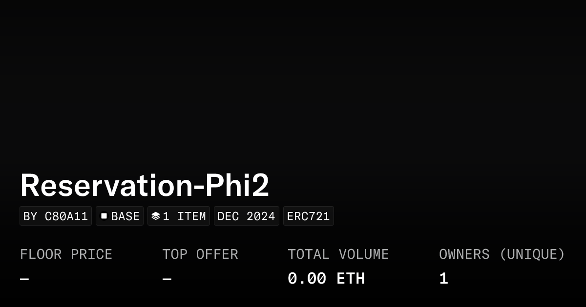 Reservation-Phi2 - Collection | OpenSea