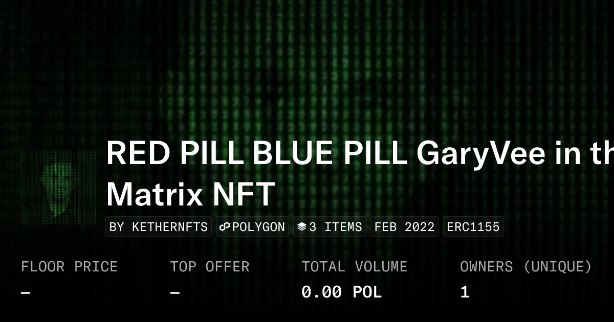 RED PILL BLUE PILL GaryVee in the Matrix NFT - Collection | OpenSea
