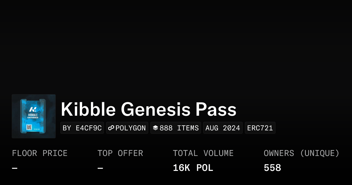 Kibble Genesis Pass - Collection | OpenSea