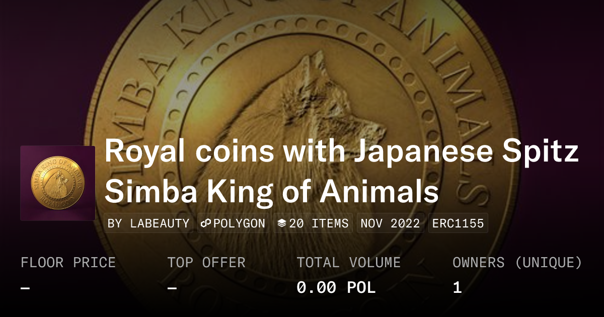 Royal coins with Japanese Spitz Simba King of Animals - Collection ...