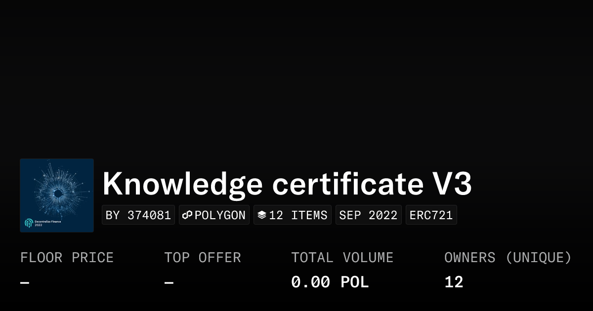 Knowledge certificate V3 - Collection | OpenSea