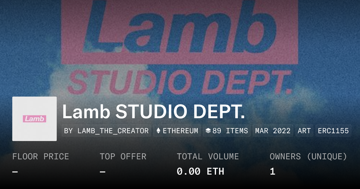 Lamb STUDIO DEPT. - Collection | OpenSea