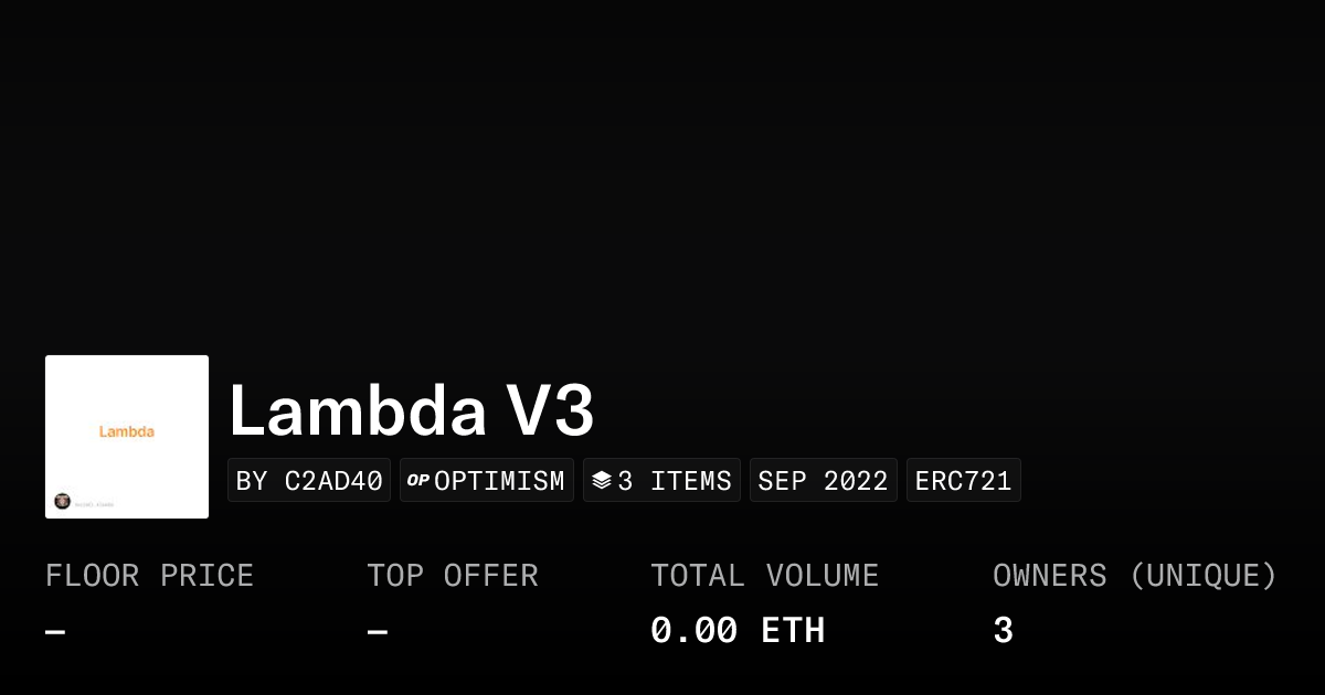 Lambda V3 - Collection | OpenSea