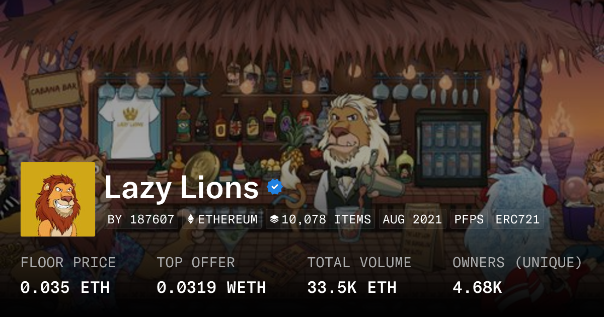 Lazy Lions - Collection | OpenSea