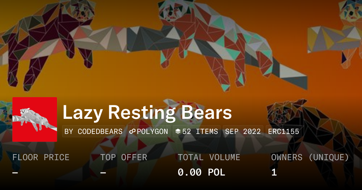 Lazy Resting Bears - Collection | OpenSea