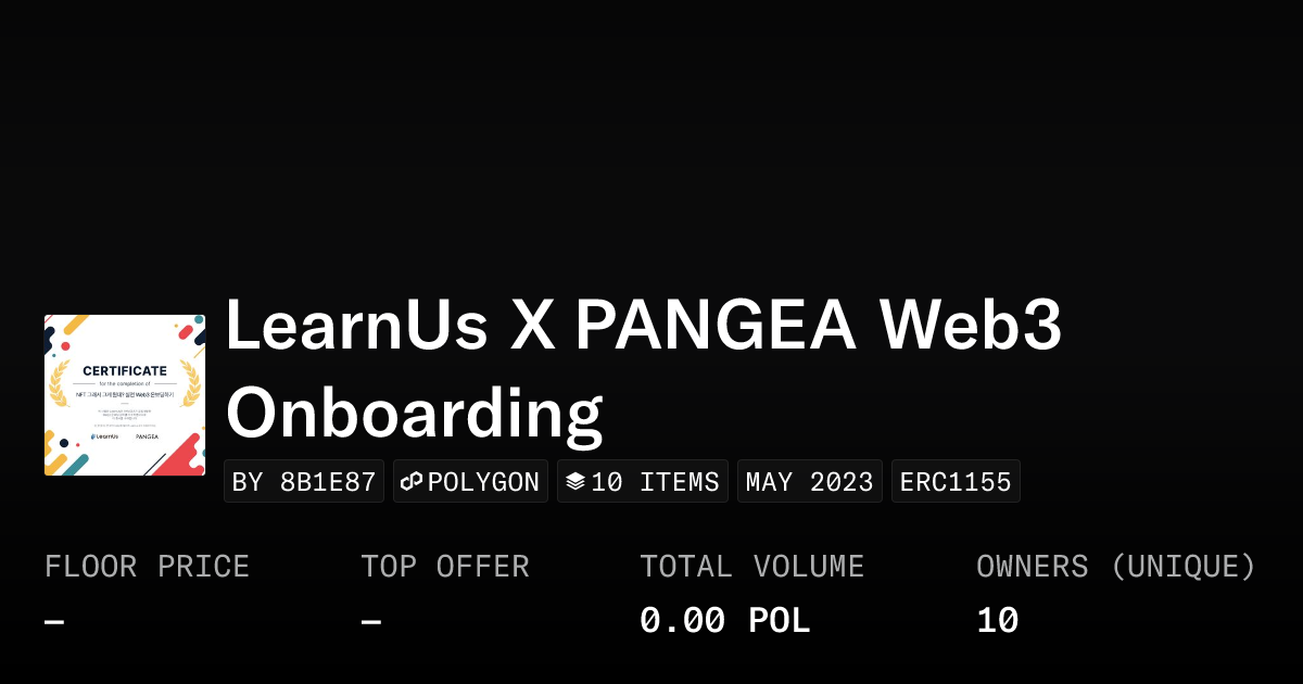 LearnUs X PANGEA Web3 Onboarding - Collection | OpenSea