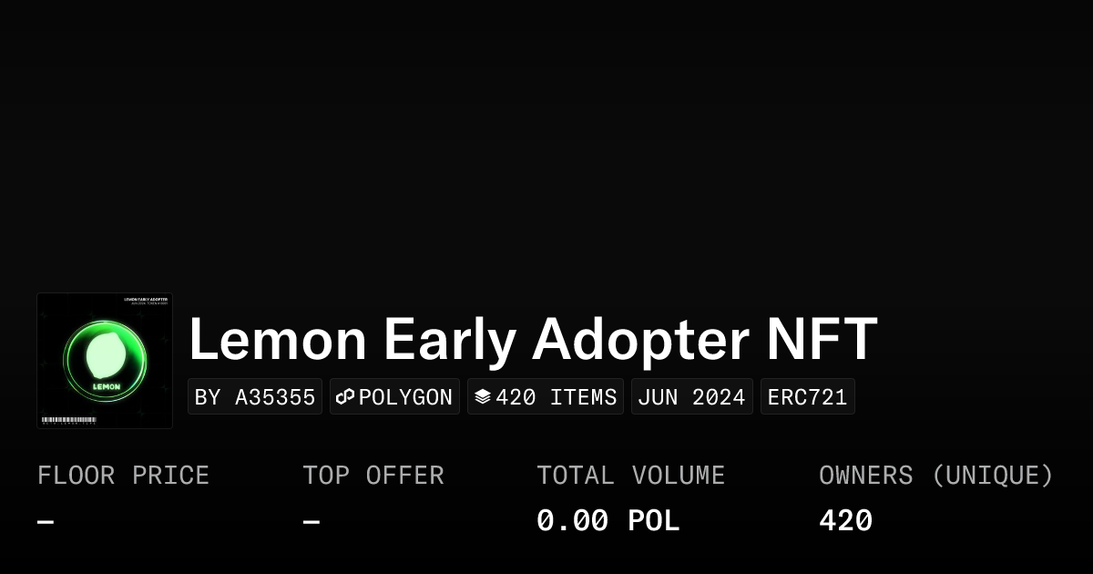 Lemon Early Adopter NFT - Collection | OpenSea
